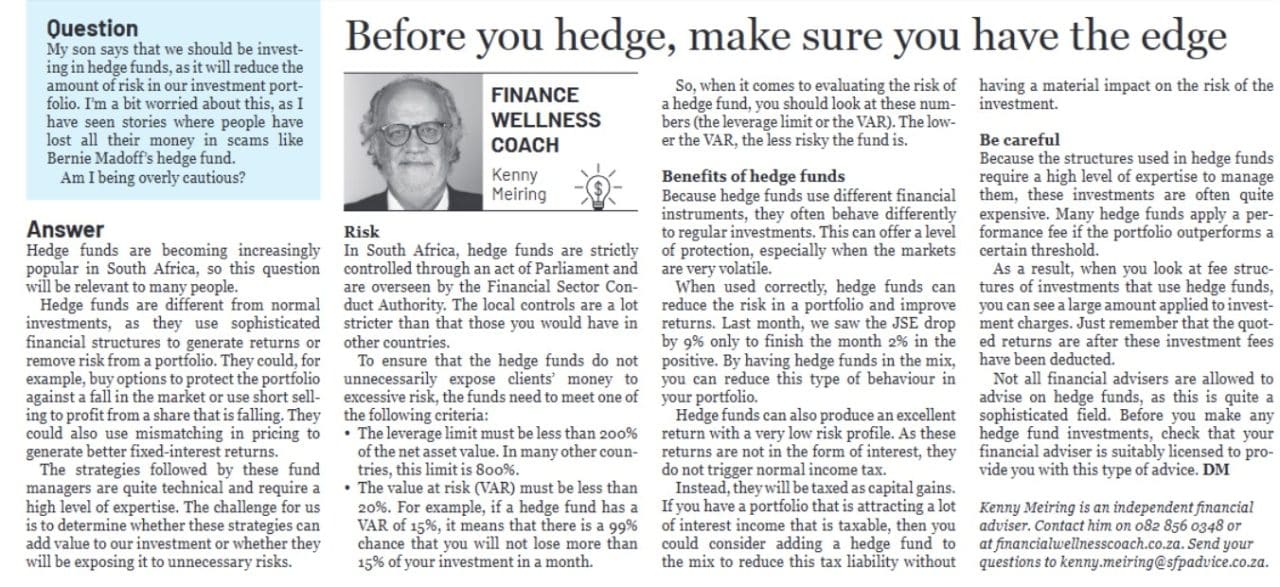 No. 205 - Before you hedge, make sure you have the edge - Financial ...